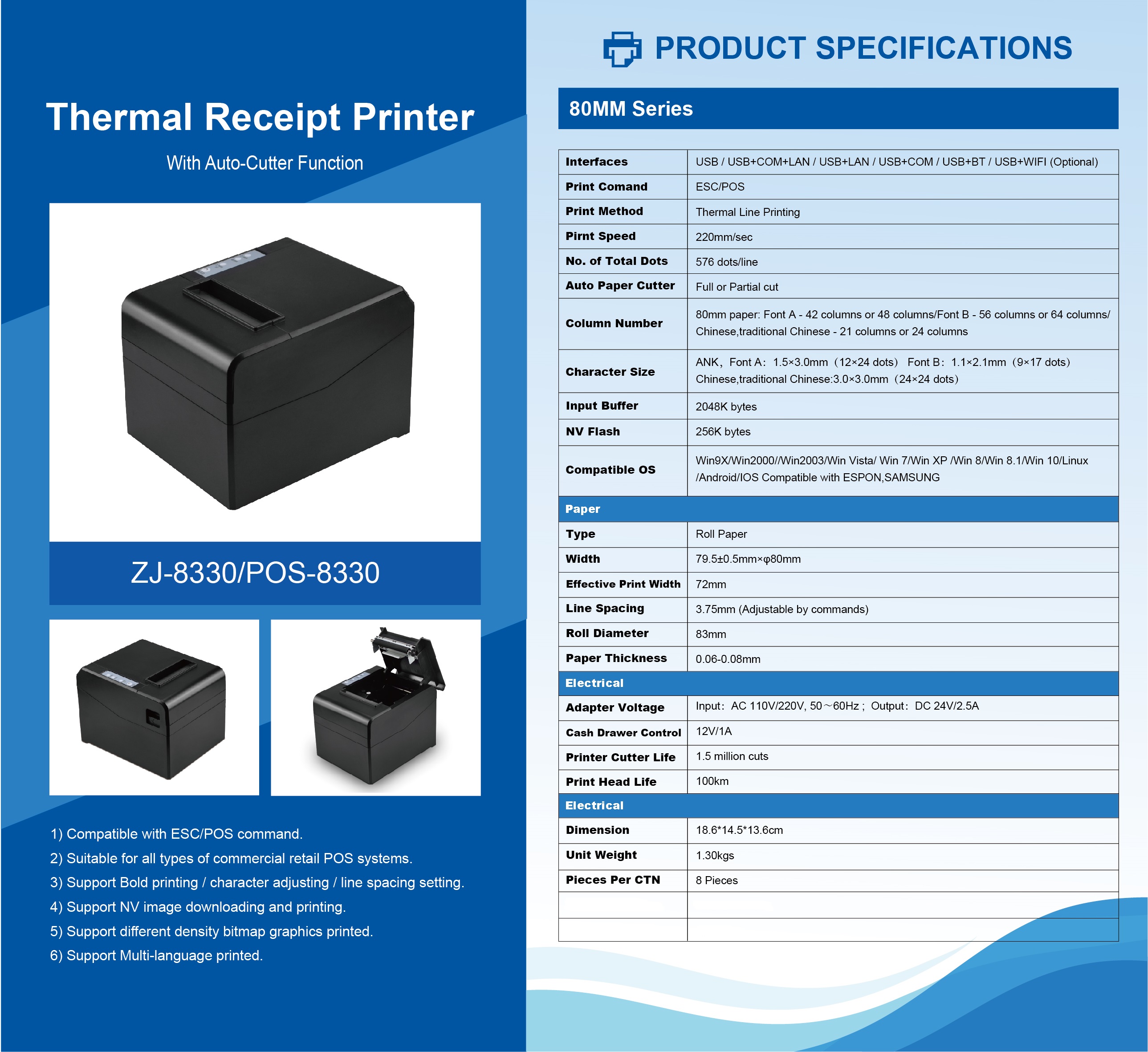 3inch Thermal Receipt Printer for POS System